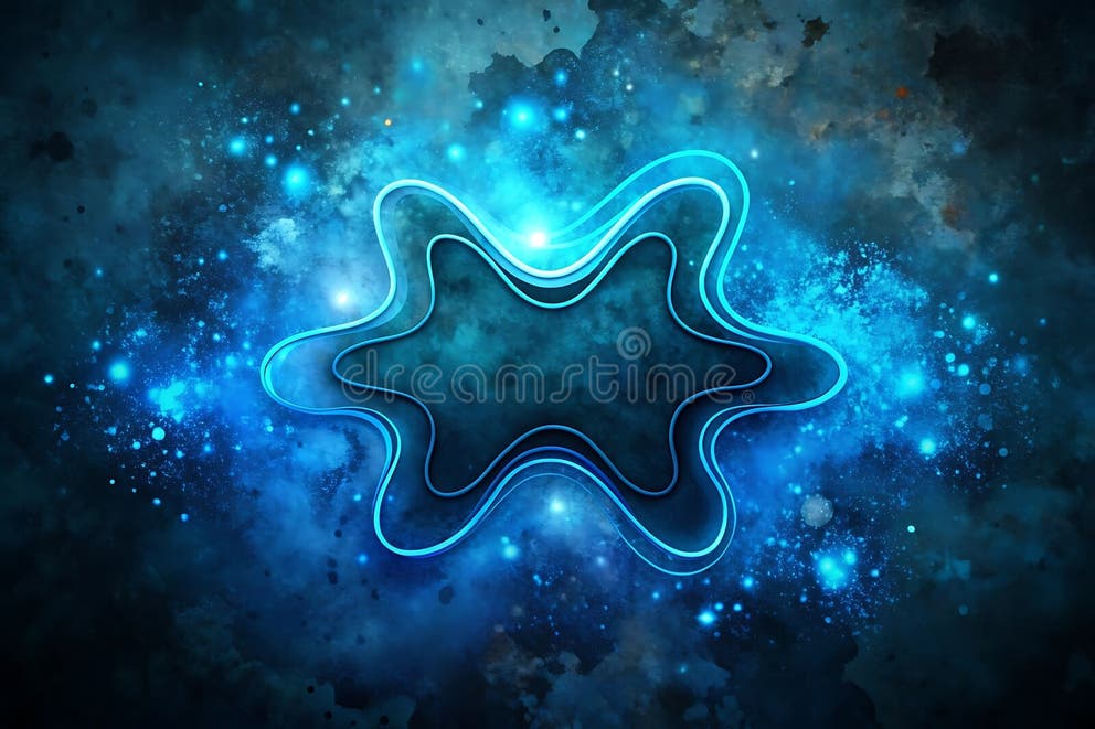 Abstract Blue Nebula Background with Glowing Star Shape and Sparkling ...