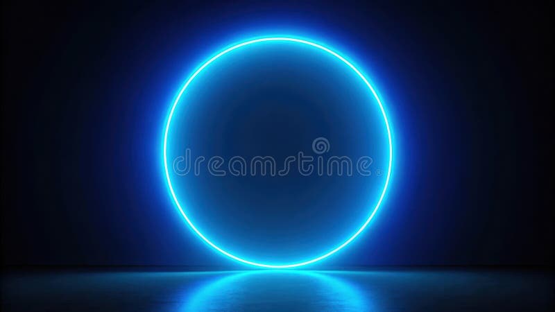 Abstract Blue Neon Circle Light on Dark Background. Generative AI Stock ...