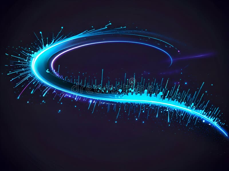 Abstract Blue Neon Illuminated Digital Splash of Glowing Particles and ...