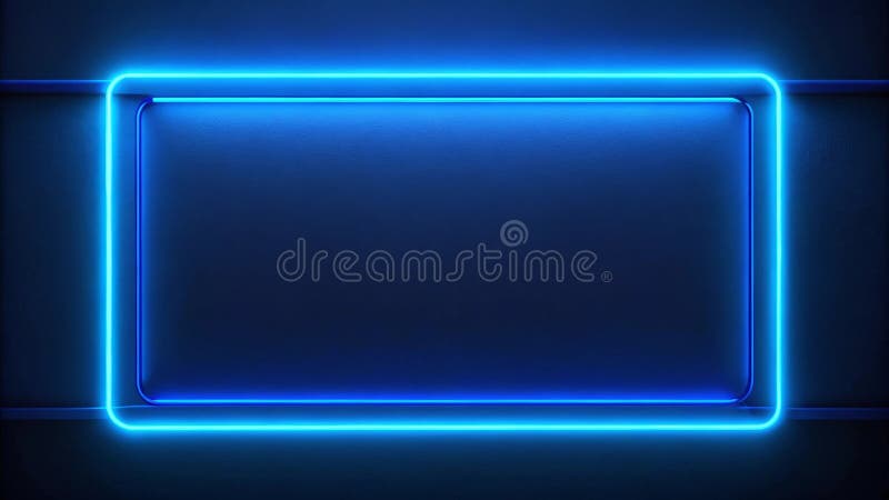 Abstract Blue Neon Light Frame on Dark Wall Background. Generative AI ...