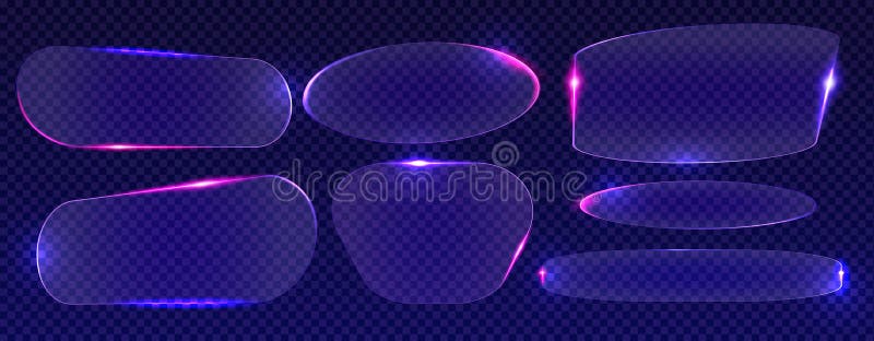 Abstract Blue Neon Light Frames Set Stock Illustration - Illustration ...