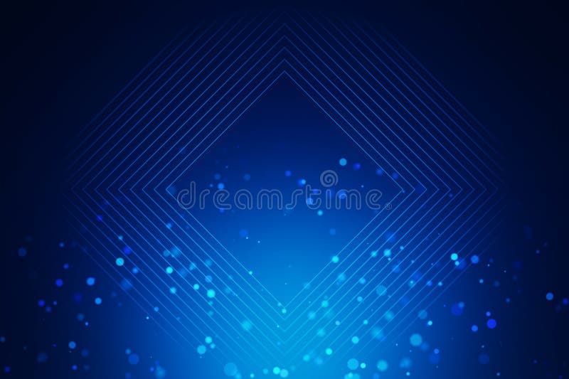 Abstract Blue Neon Lines Form a Diamond Shape with a Bokeh Effect on a ...