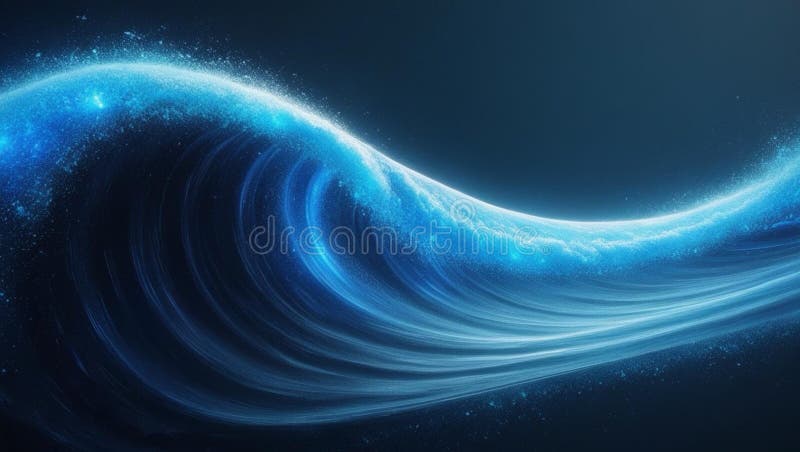 Abstract Blue Neon Wave on Dark Background Stock Illustration ...