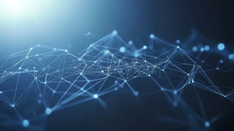 Abstract Blue Network Background. Connecting Dots and Lines. Technology ...