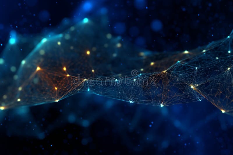 Abstract Blue Network Background with Lines and Particles Stock ...