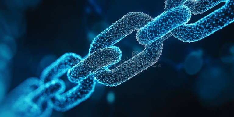 Abstract Blue Network Chain Link Digital Technology Background Web Data ...