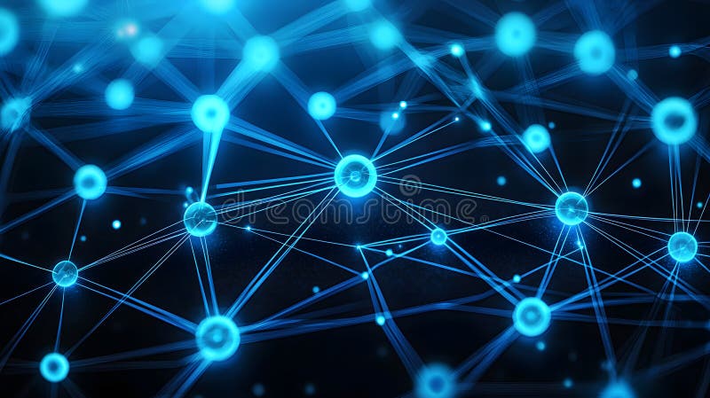 Abstract Blue Network of Connected Nodes Stock Illustration ...