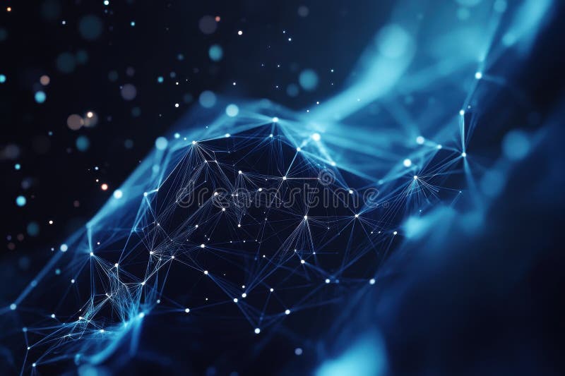 Abstract Blue Network of Connected Points and Lines Stock Illustration ...