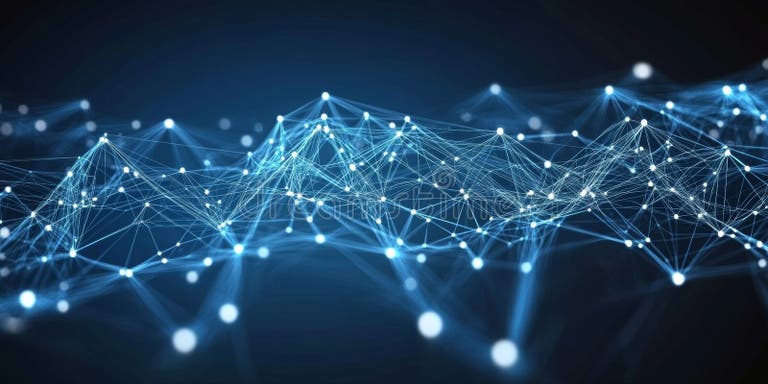 Abstract Blue Network Connection. Big Data. Technology Background with ...