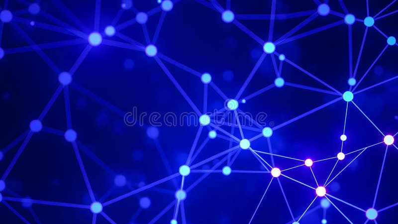 Abstract Blue Network Connection on Dark Blue Background. 3D Rendering ...