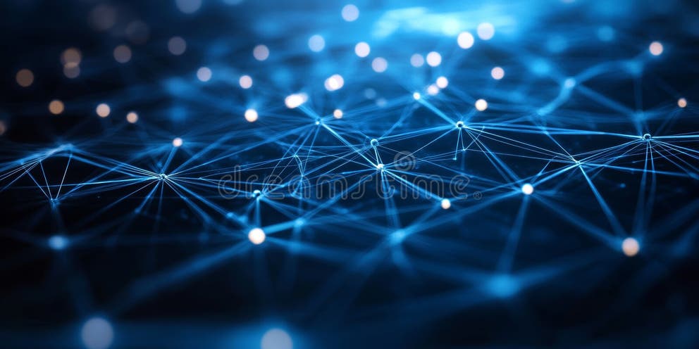 Abstract Blue Network Connection. Digital Technology, Cyberspace ...