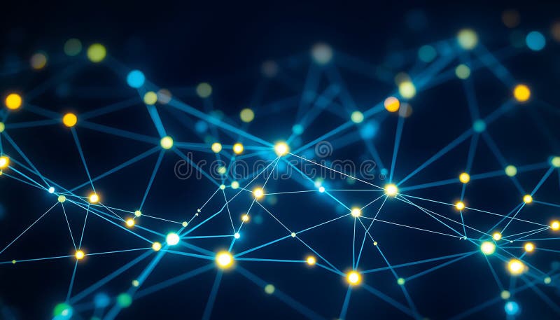 Abstract Blue Network Connection, Digital Technology, Data, Stock Photo ...
