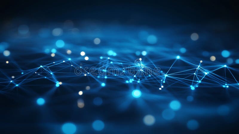 Abstract Blue Network Connection Dots and Lines Stock Illustration ...
