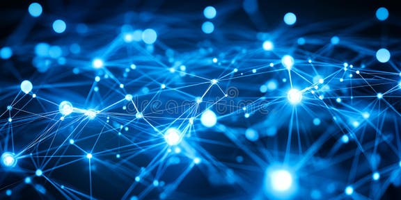 Abstract Blue Network Connection Dots Lines Global Communication ...