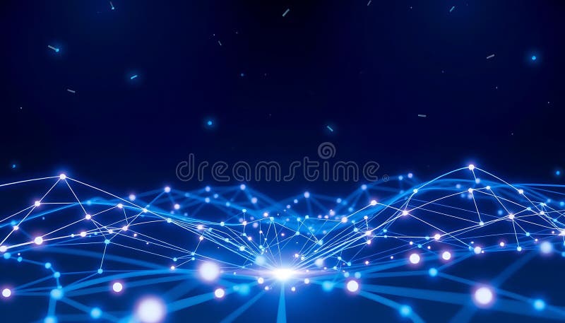 Abstract Blue Network Connection Lines Generative AI Stock Illustration ...
