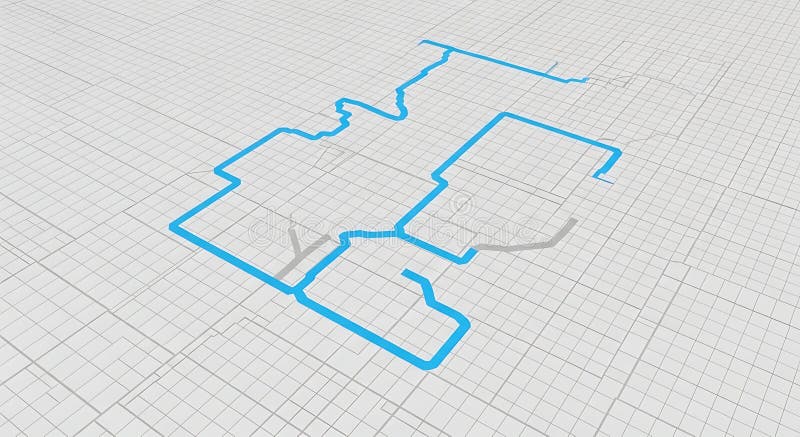 Abstract Blue Network Connection Map on White Grid Background for Data ...