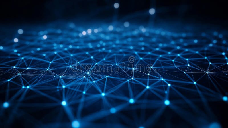Abstract Blue Network Connections on Dark Background Stock Illustration ...