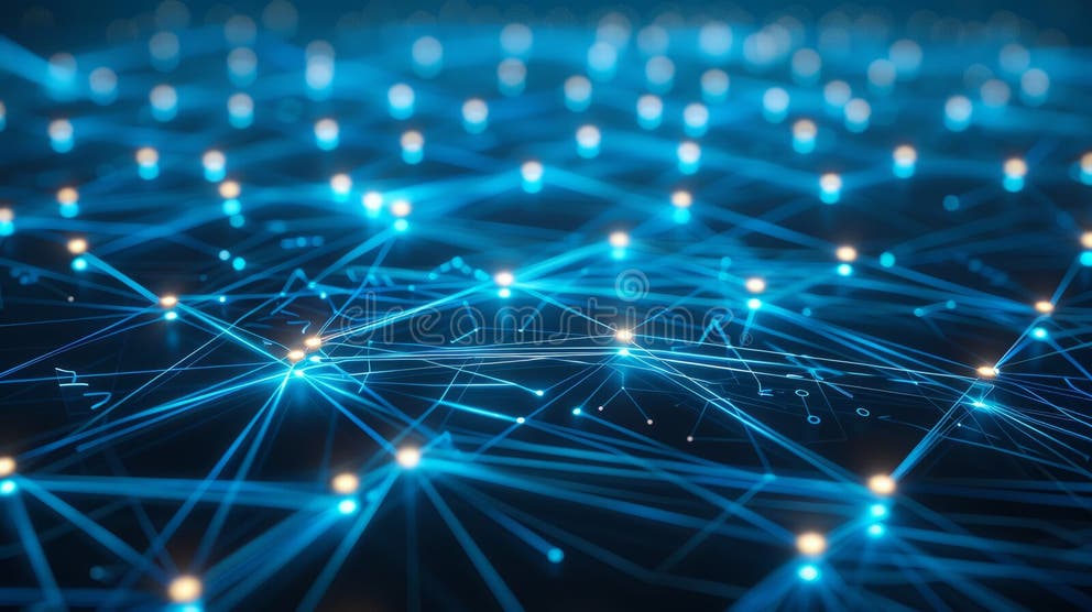 Abstract Blue Network Connections, Data Nodes, Digital Technology ...