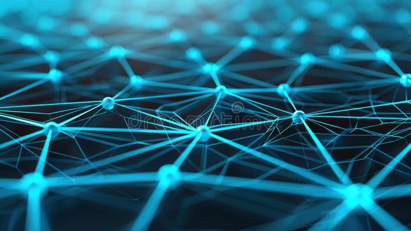 Abstract Blue Network Connections Intertwine on a Dark Backdrop ...
