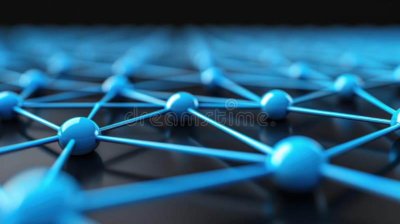 Abstract Blue Network Connections Intertwine on a Dark Backdrop ...
