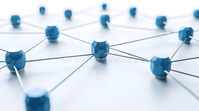 Abstract Blue Network Connections on a White Background Stock ...