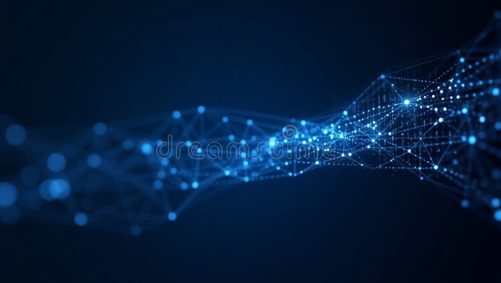 Abstract Blue Network Data Stream Digital Flow Stock Illustration ...