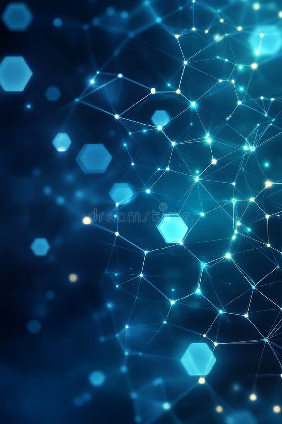 Abstract Blue Network Design Featuring Interconnected Nodes and ...