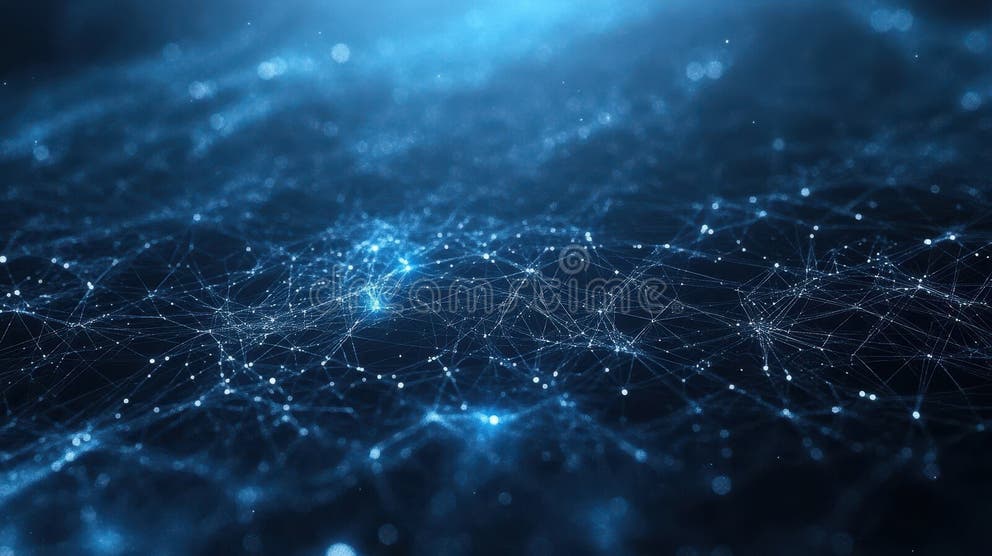 Abstract Blue Network Futuristic Connection Visualization with Glowing ...