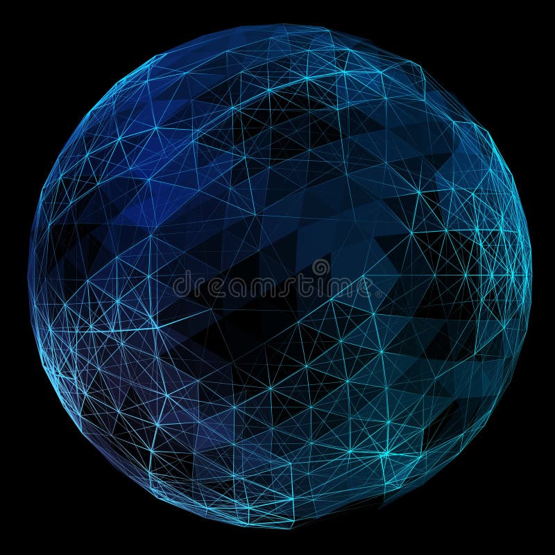 Abstract Blue Network Globe. Technology Concept of Stock Illustration ...