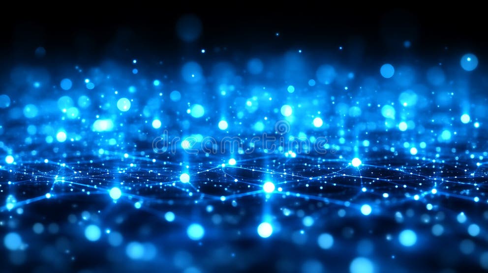 Abstract Blue Network of Glowing Lights and Connections Stock ...