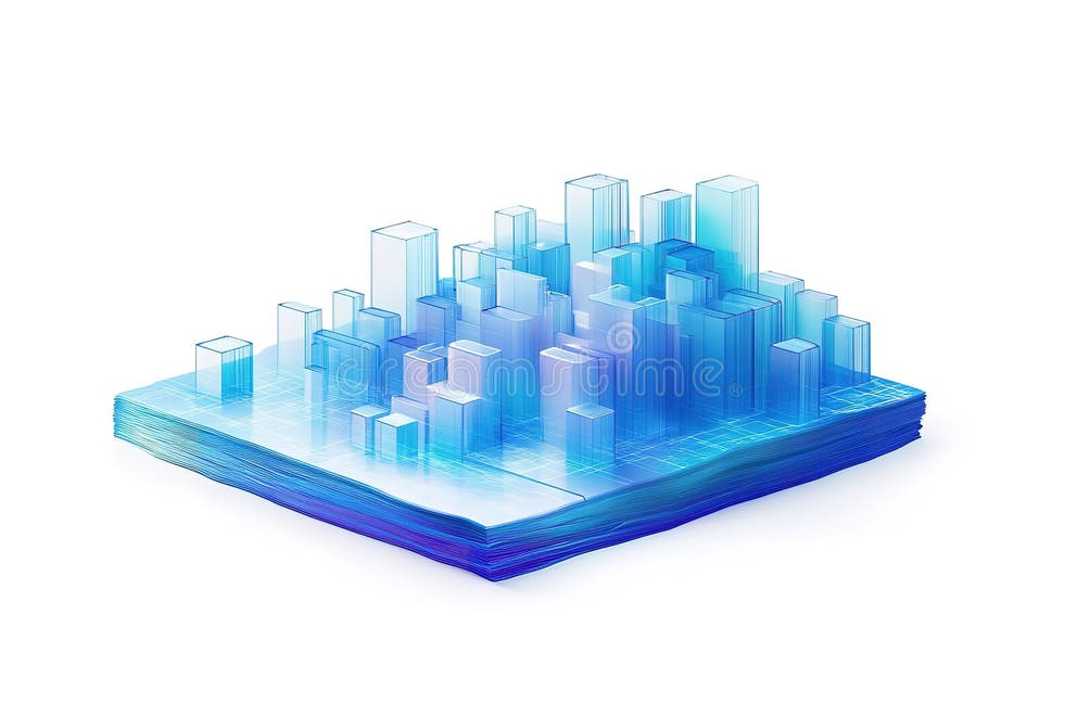 Abstract Blue Network: Interconnected Blocks, Digital Technology ...