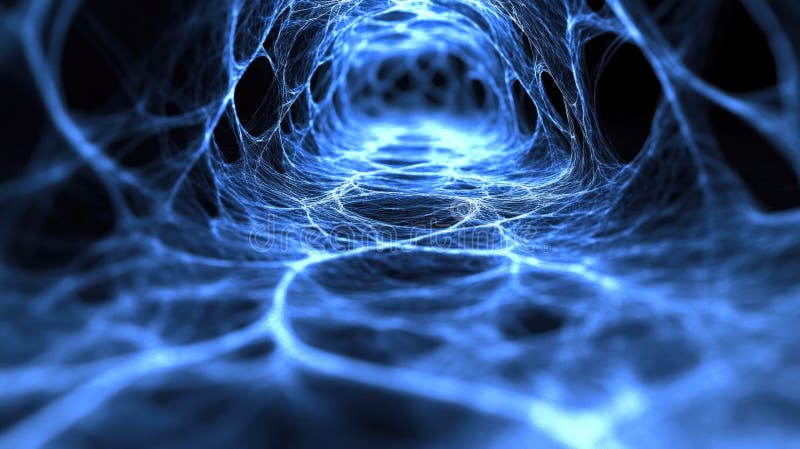 Abstract Blue Network of Neural Lines in a Dark Futuristic Tunnel Stock ...