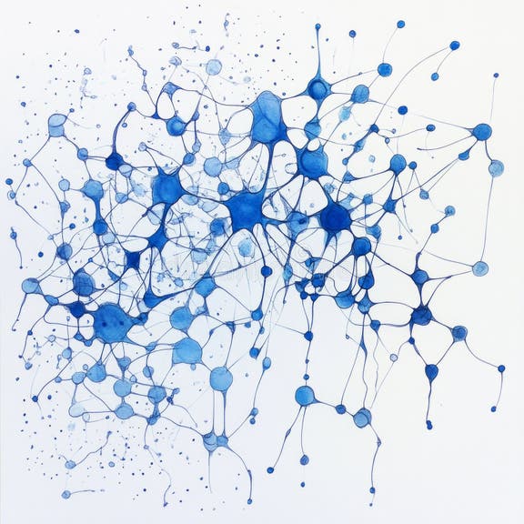 Abstract Blue Network Pattern with Interconnected Lines and Dots on ...