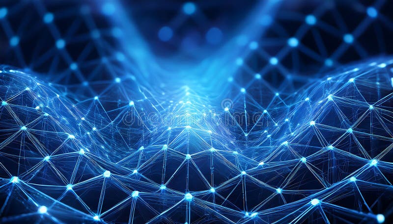 Abstract Blue Network Represents Connections, Data Flow, and ...