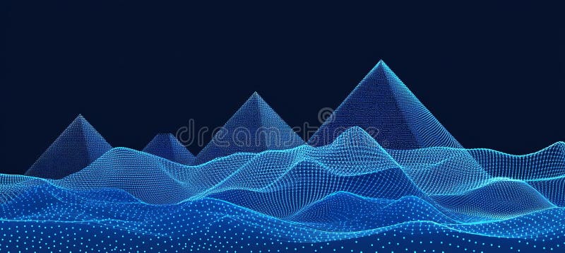 Abstract Blue Network Topography Ancient Egyptian Pyramids in Digital ...