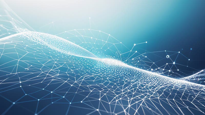 Abstract Blue Network Wave Visualization Stock Illustration ...
