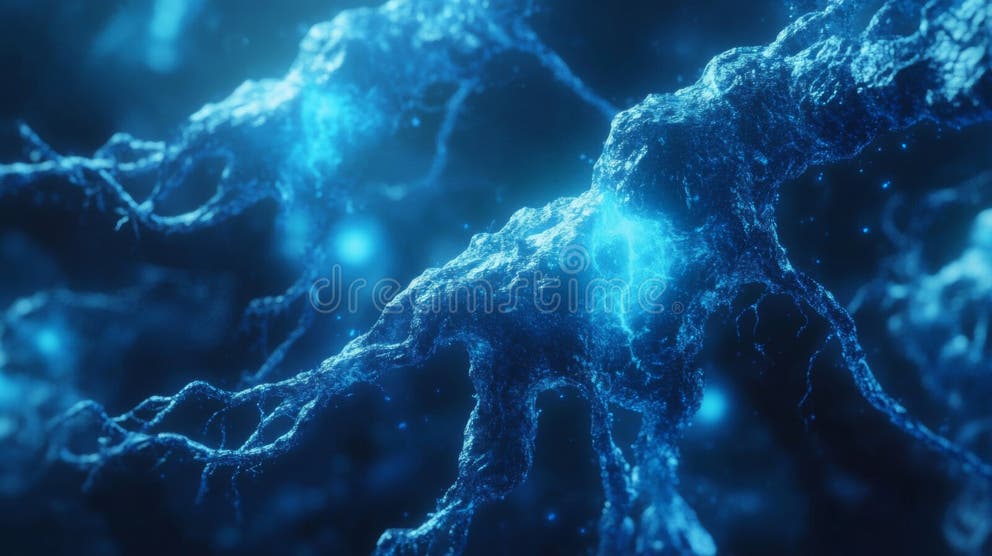 Abstract Blue Neural Network Structure Visualization Stock Illustration ...