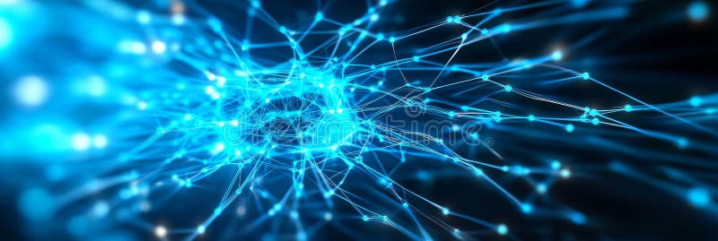 Abstract Blue Neural Network Symbolizing Connection Technology ...