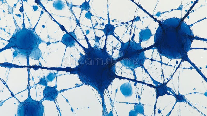 Abstract Blue Neuron Network on White Background Stock Illustration ...