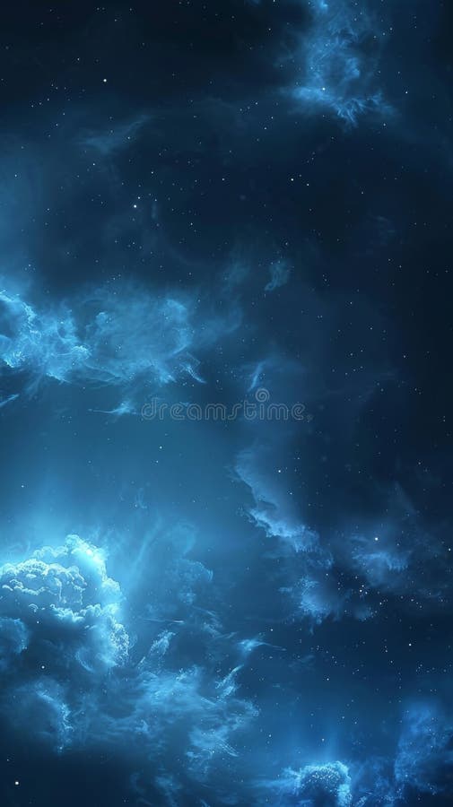 Abstract Blue Night Sky with Stars and Clouds Stock Illustration ...