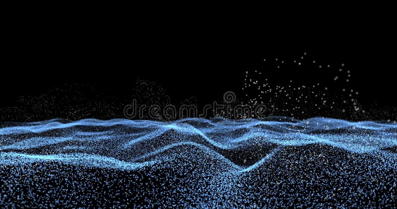 Abstract Blue Ocean of Particles on Black Background. Stock Video ...