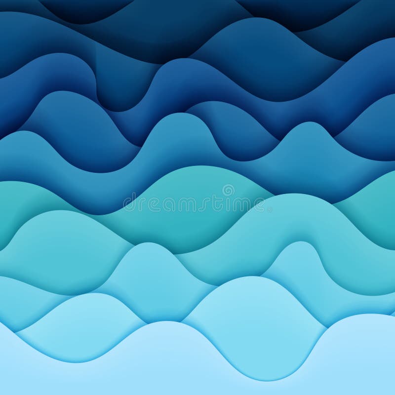 Abstract Blue Ocean or Sea Background with Waves Pattern Stock Vector ...