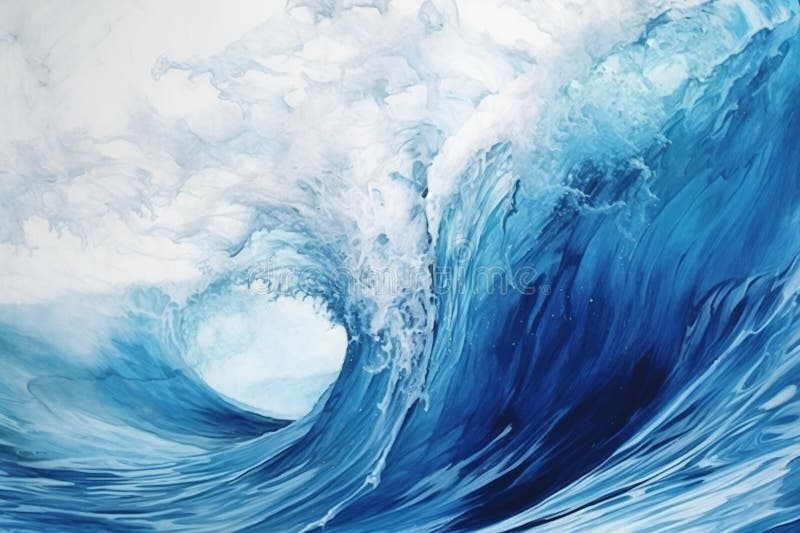 Abstract Blue Ocean Wave Background with Copy Space Stock Illustration ...