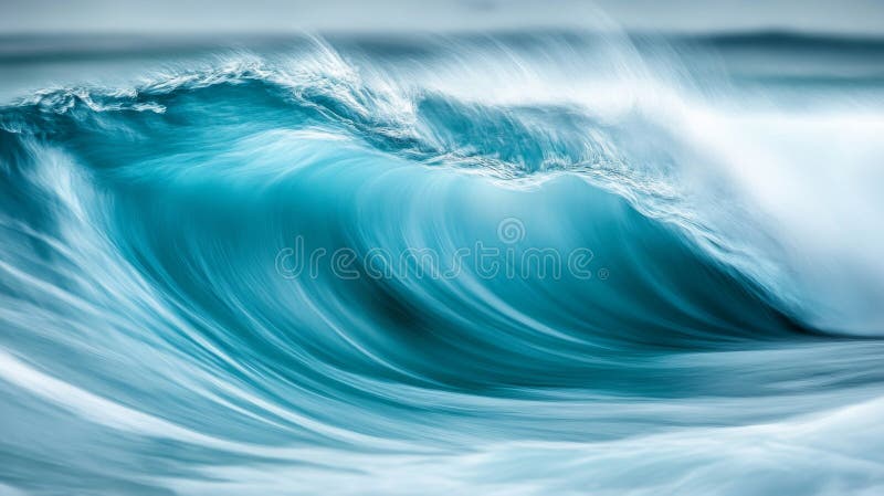 Abstract Blue Ocean Wave with Blurred Motion Effect Stock Illustration ...