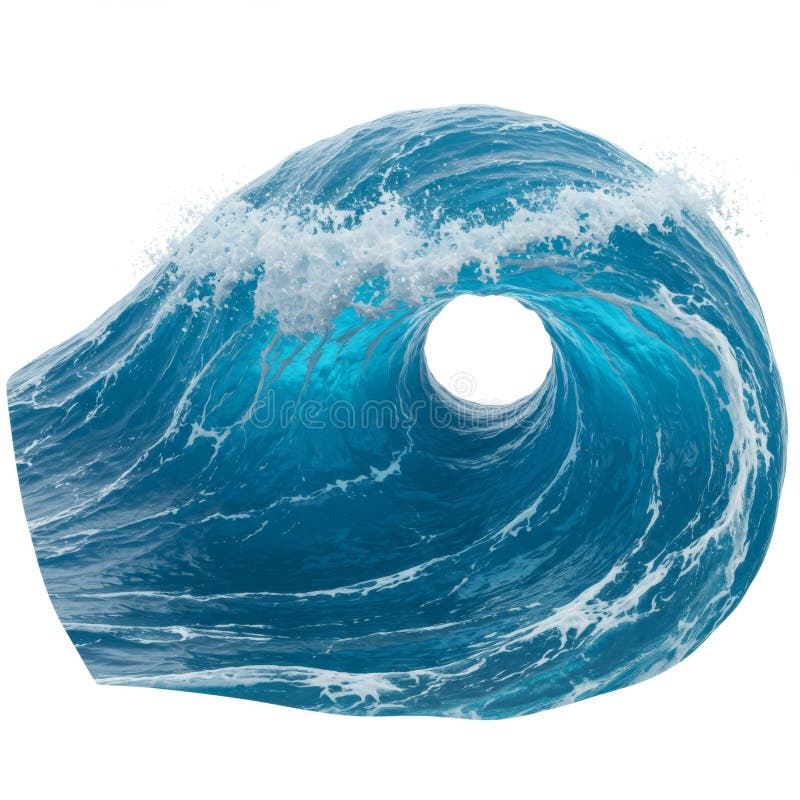 Abstract Blue Ocean Wave Curl with White Background Stock Illustration ...