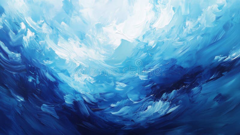 Abstract Blue Ocean Wave Painting Stock Illustration - Illustration of ...