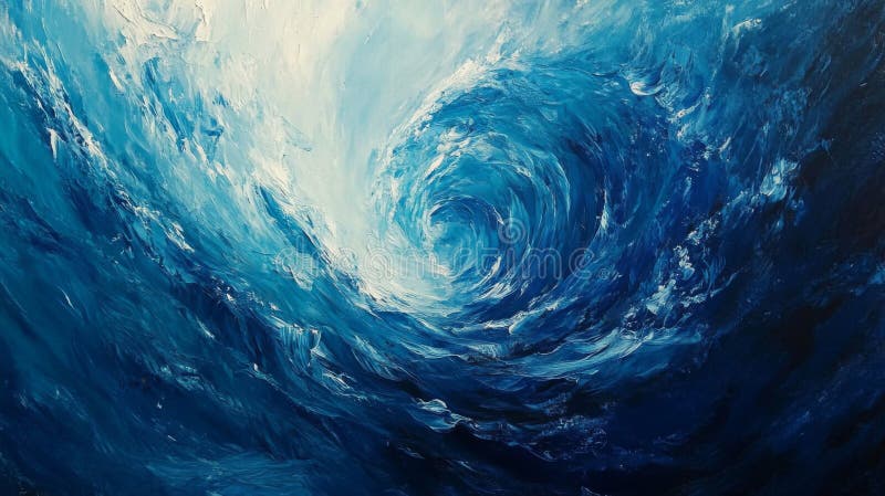 Abstract Blue Ocean Wave Painting Stock Illustration - Illustration of ...