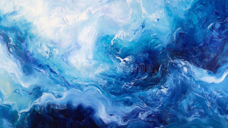 Abstract Blue Ocean Wave Painting Texture Stock Illustration ...