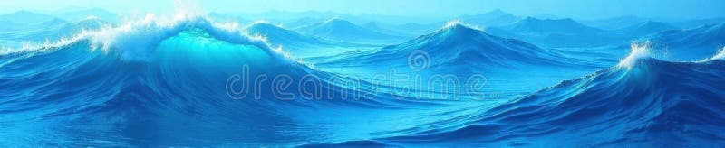 Abstract Blue Ocean Wave Seamless Pattern for Banner Background ...