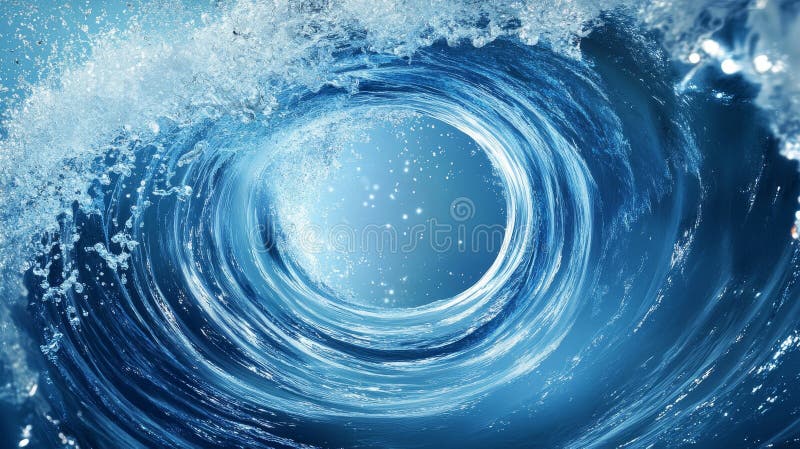 Abstract Blue Ocean Wave Swirl Background with a Circular Pattern ...